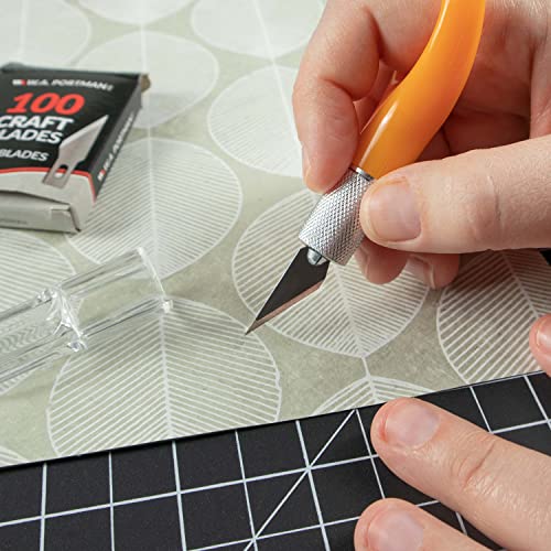 WA Portman Finger Tip Knife Set - Ergonomic Finger Blade Craft Knife Kit with 100#11 Replacement Blades - Precision Finger Knife with Craft Blades - Fingertip Blade & 100 Blades - Precision Knife Set