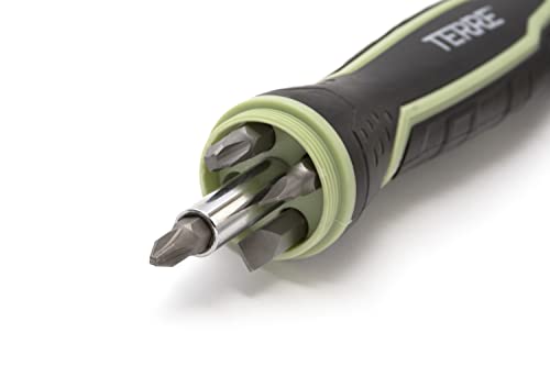 Terre Products, 6 in 1 Double Faced Hammer Tool, Small Rubber Mallet Hammer, Built-In Multi Bit Screwdriver, Ergonomic Non-Slip TPR Handle, Perfect for Crafts, Jewelry, Wood, Auto, and Flooring