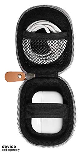 WGear Protective Case for Airpods, Handy Semi-hard case for airpods for travel, protective and orgaize, Shock and shake Proof, mesh pocket for cable and other accessories (Gray)