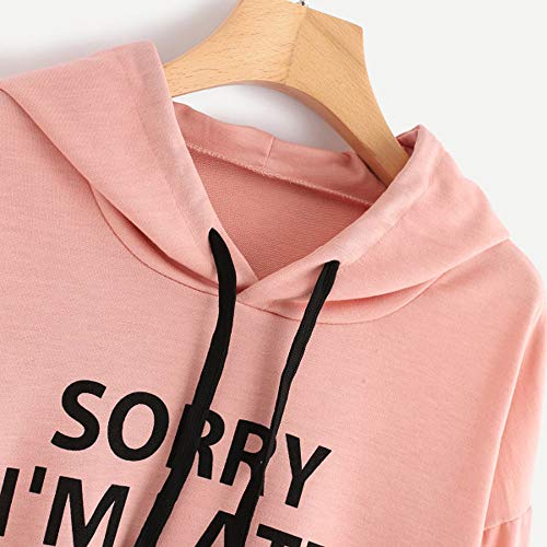 Long Sleeve Pullover Hoodie for Women Men Girls Solid Letter Printed Hooded Sweatshirt Top Blouse Autumn Winter Pink