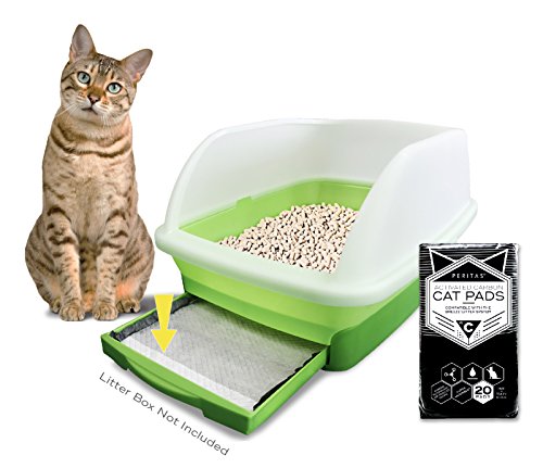 Peritas Cat Pads | Generic Refill for Breeze Tidy Cat Litter System | Cat Liner Pads for Litter Box | Quick-Dry, Super Absorbent, Leak Proof | 16.9"x11.4" (Carbon, 20 Count)