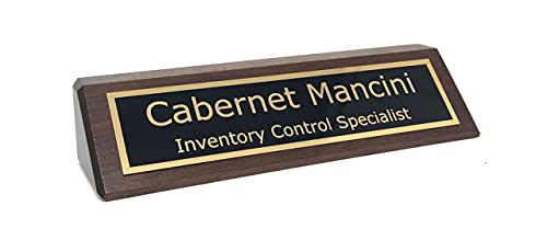 Walnut Desk Name Plate Personalized - 8" Name Plates for Desks - Solid Wood Desk Plaque
