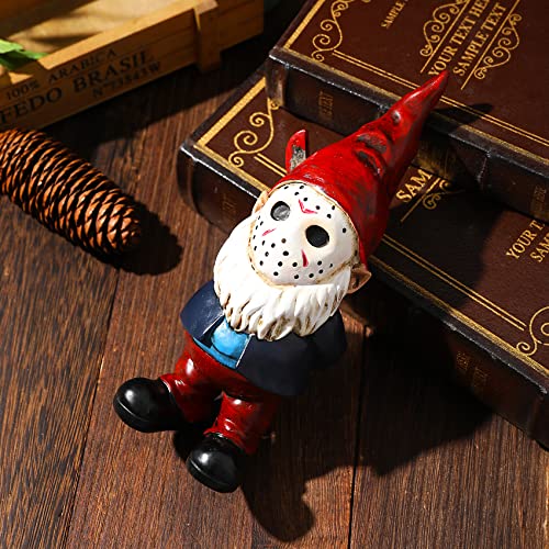 ULUZE Garden Gnomes Halloween Decorations Indoor for Home Horror Decor Funny Gnome 8" Tall - Red