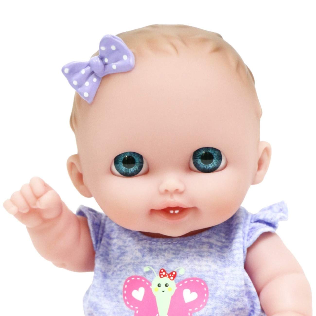 JC Toys Lil Cutesies 8.5" All Vinyl Baby Doll | Posable and Washable | Removable Outfit | Lulu- Blue Eyes Ages 2+