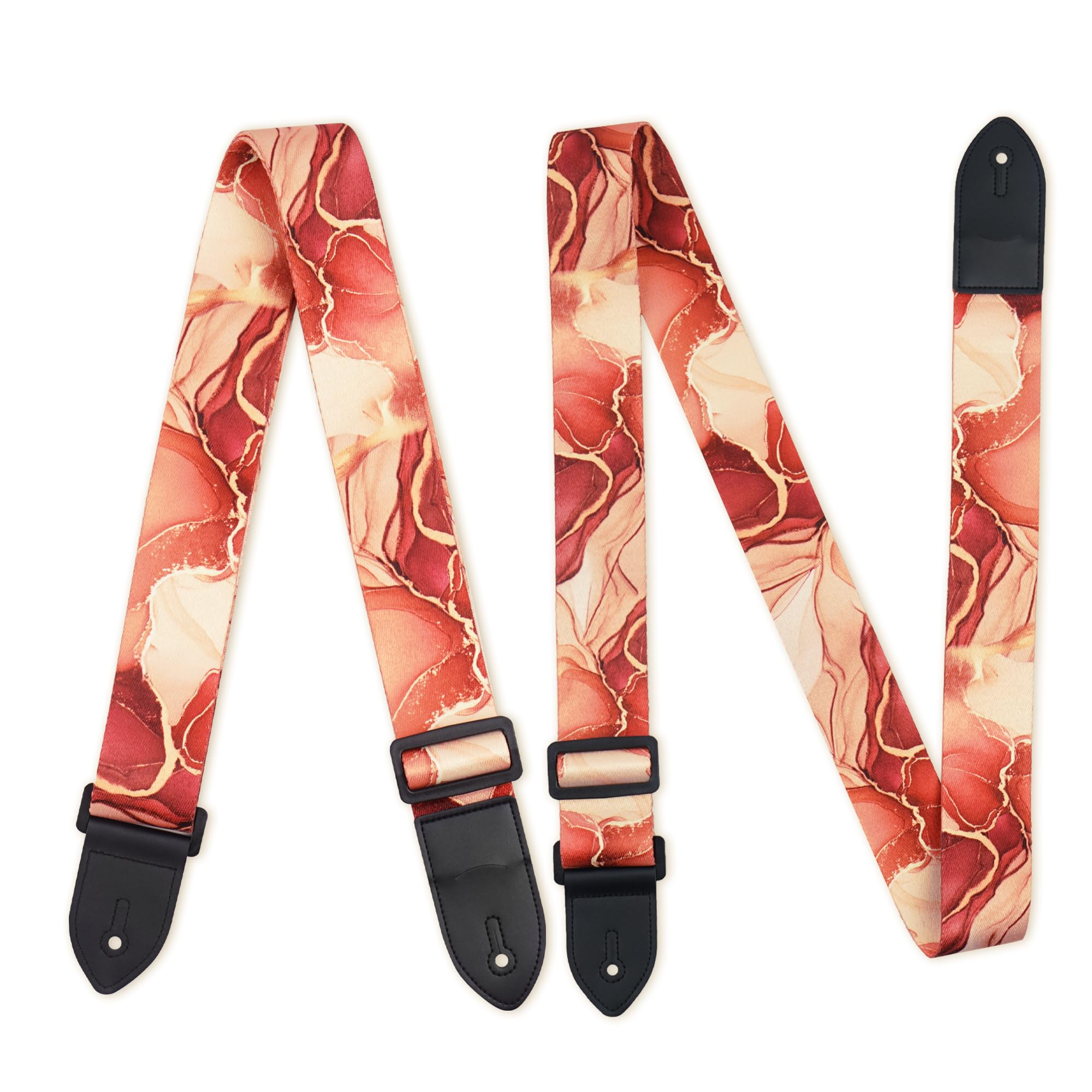 lizimandu Adjustable Guitar Strap Includes 2 Strap Locks & 4 Matching Picks.Leather ends Guitar Shoulder Strap Suitable for Acoustic Guitar,Electric Guitar,Christmas Gift for Guitarist(1-Splash Ink3)