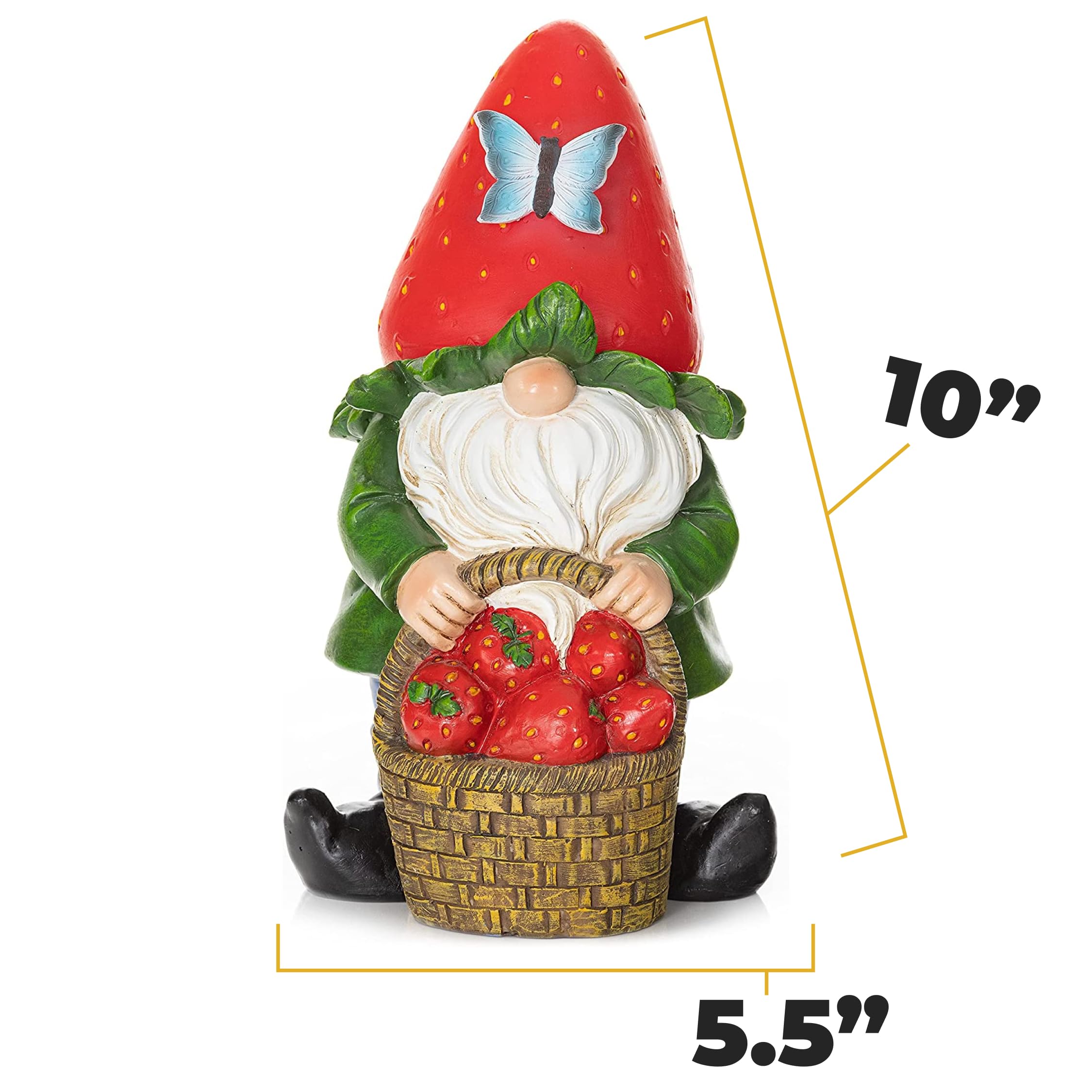 VP Home Strawberry Gnome Solar Powered LED Outdoor Decor Garden Light Great Addition for Your Garden, Solar Powered Light Garden Gnome, Christmas Decorations Gifts