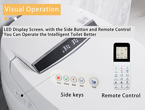 Intelligent Toilets,Smart Toilets,Automatic Flip,Heating,Rinsing,Drying,Cleaning,Temperature Adjustable,Waterproof Protection.Easy Installation. (8) White