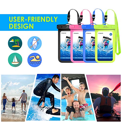 MoKo Waterproof Phone Pouch Holder [4 Pack], Underwater Phone Case Bag with Lanyard Compatible with iPhone 14 13 12 11 Pro Max X/Xr/Xs Max/SE 3, Samsung S21/S10/S9