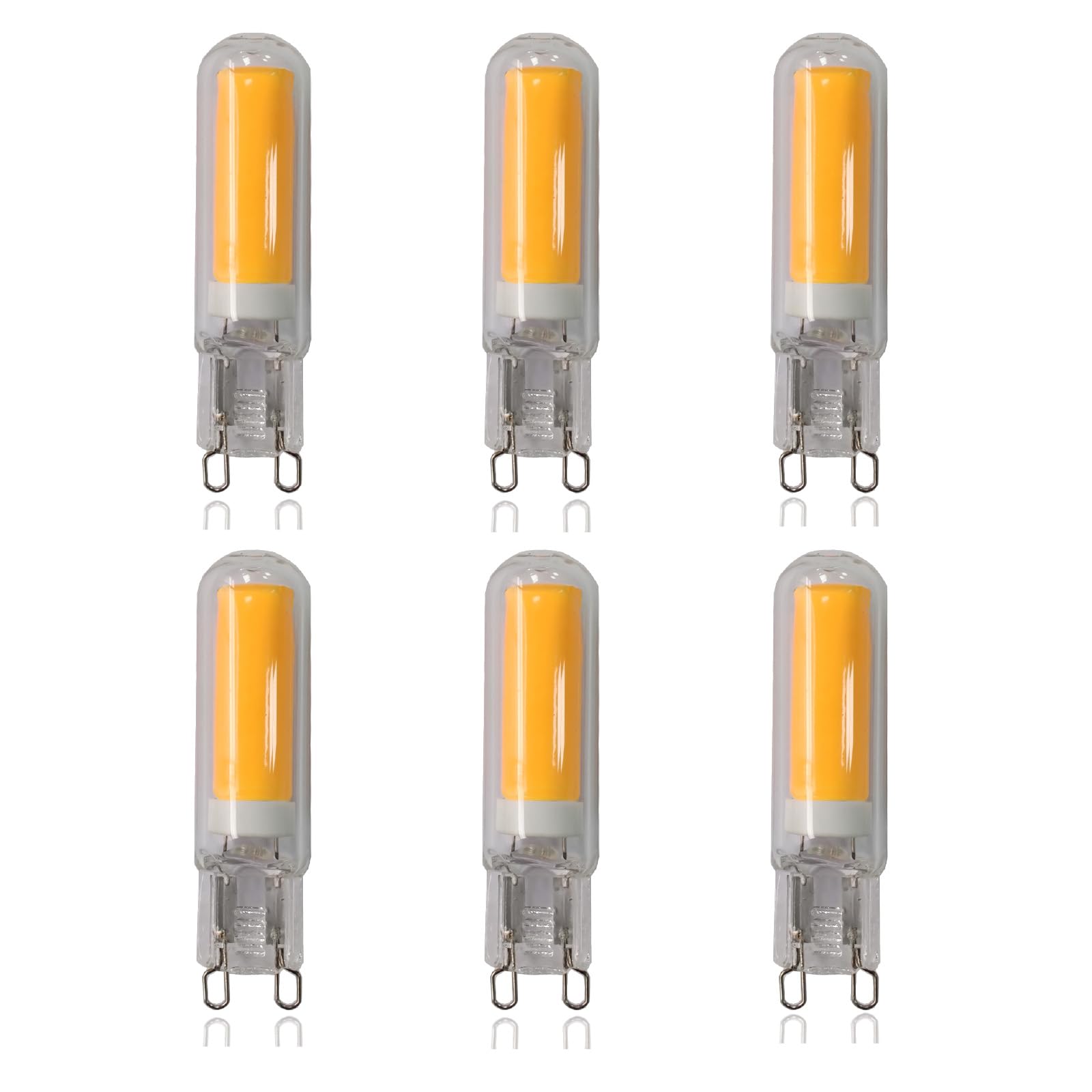 Doodays G9 LED COB Bulb Dimmable 3.5W, 410lm(40W T4 G9 Halogen Equivalent),2700K Soft Warm White, 120V, No Flicker, Chandelier Light Bulb Replacement(6 Pack)