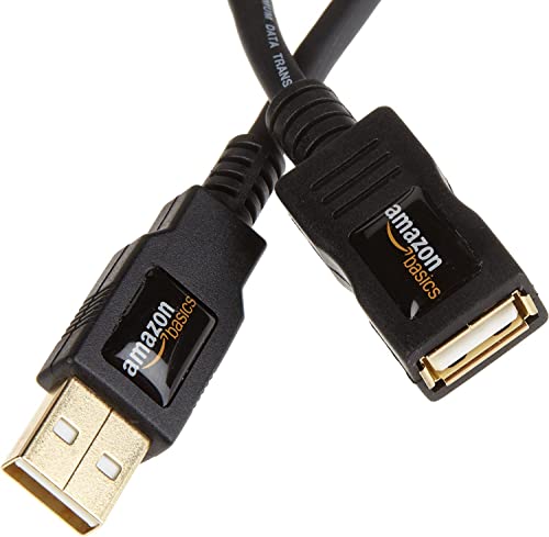 Amazon Basics 10-Pack USB-A 2.0 Extension Cable, Male to Female, 480Mbps Transfer Speed, 6.5 Foot, Black