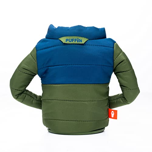 Puffin - The Puffy Beverage Jacket, Insulated Can Cooler, Olive Green/Sailor Blue