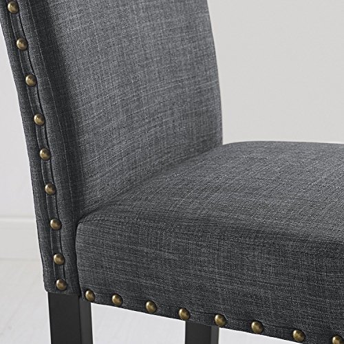 Roundhill Furniture Biony 6-Piece Wood Dining Set with Nailhead Chairs and Bench, Grey