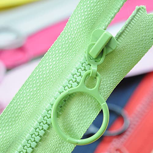 Zippers Colorful Resin 14pcs Non Separating Zippers with Ring Pulls #3 Plastic Zippers Lifting Pull Close-end for Clothes DIY Handbags Sewing Craft Bags Mixed 14 Colors Resin Zippers (25cm) 10inch