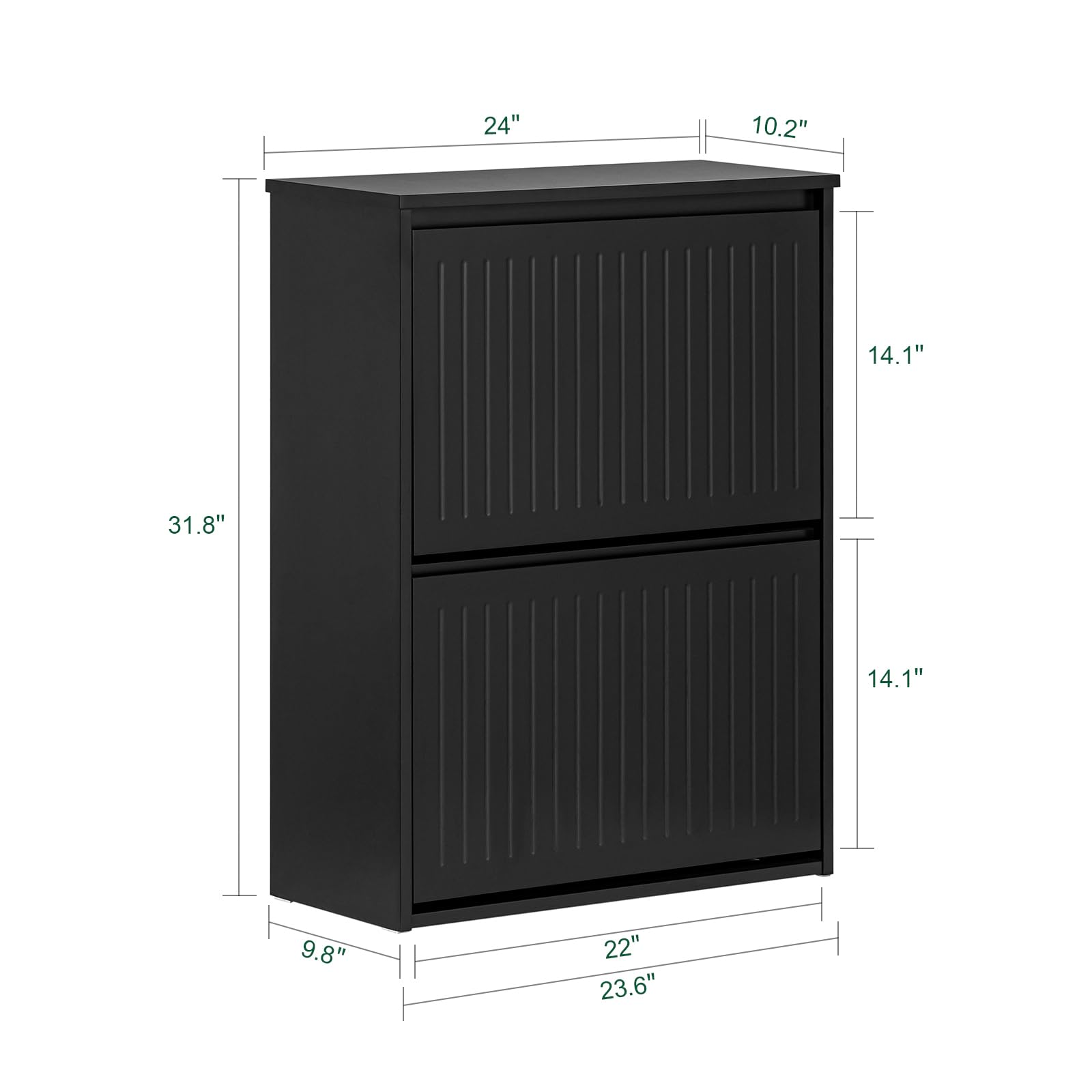 Haotian Shoe Storage Cabinet with 2 Flip-Drawers, Freestanding Shoe Organizer for Entryway, Narrow Hallway Shoe Rack, Black
