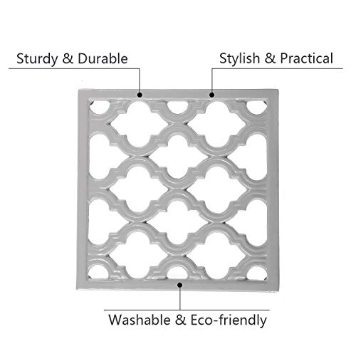 Square Cast Iron Trivet Gray Metal Trivets for Kitchen Dining, Hot Pot Holder Hot Pads for Table & Countertop - Heat Resistant Teapot Trivets