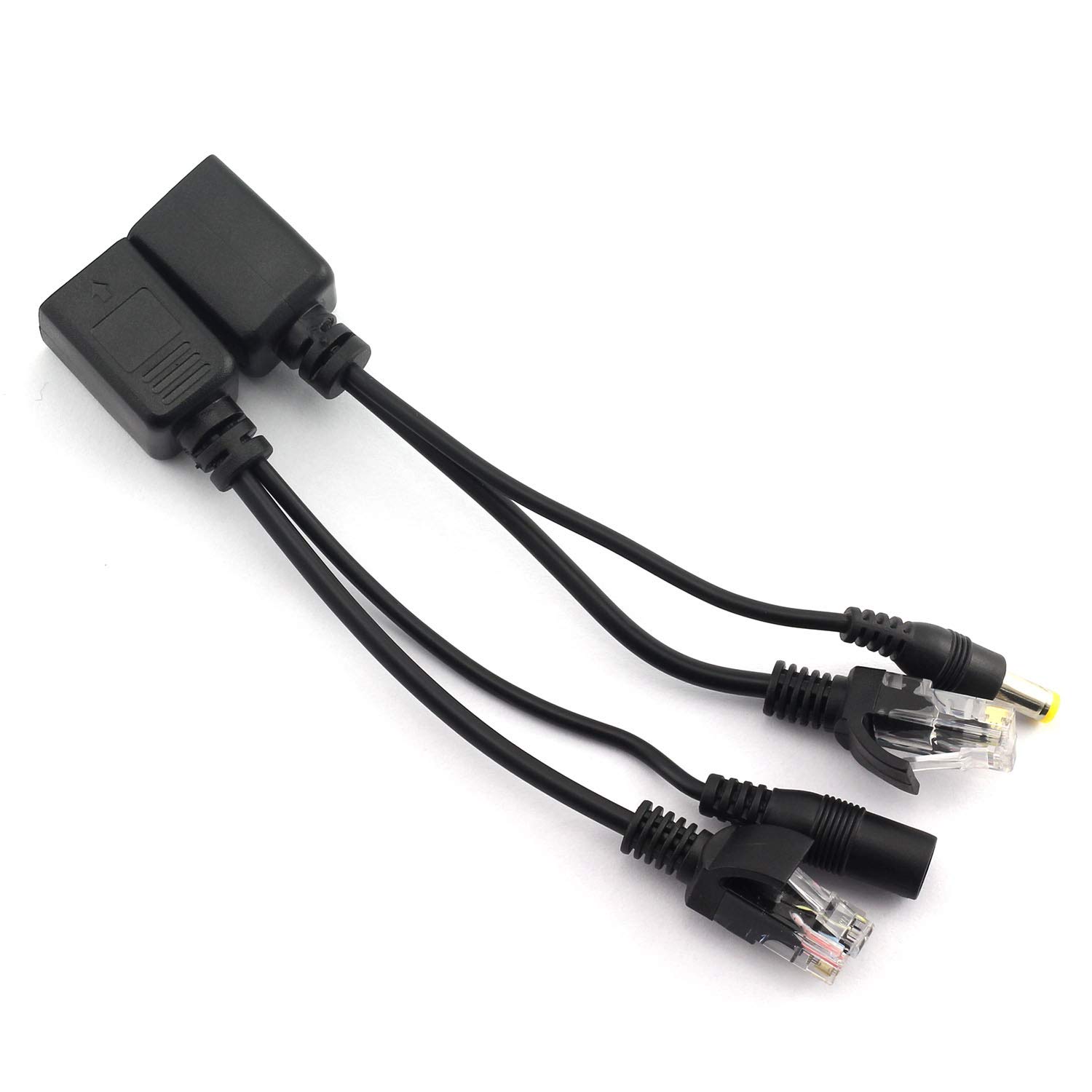 RuiLing 2 Pairs POE Network Adapter Cable with 5.5x2.1mm DC Connector RJ45 Injector + POE Splitter DC Passive Power Over Ethernet for IP Camera System