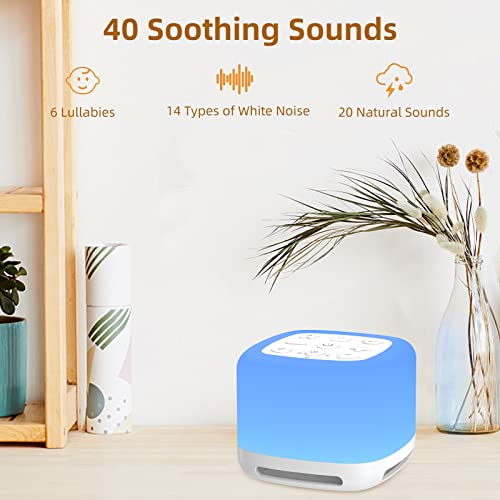 White Noise Sound Machine for Adults Baby & Night Light & Wireless Speaker 3 in 1, Portable White Noise Machine with 40 Soothing Sounds and 8 Colors Light for Sleeping, Relaxation, Privacy, Study