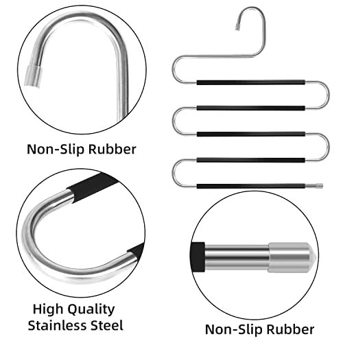 Pants Hangers Space Saving - 4 Pack S-Type Scarf Hanger Jeans Hangers Space Saving Non-Slip S Hangers for Pants