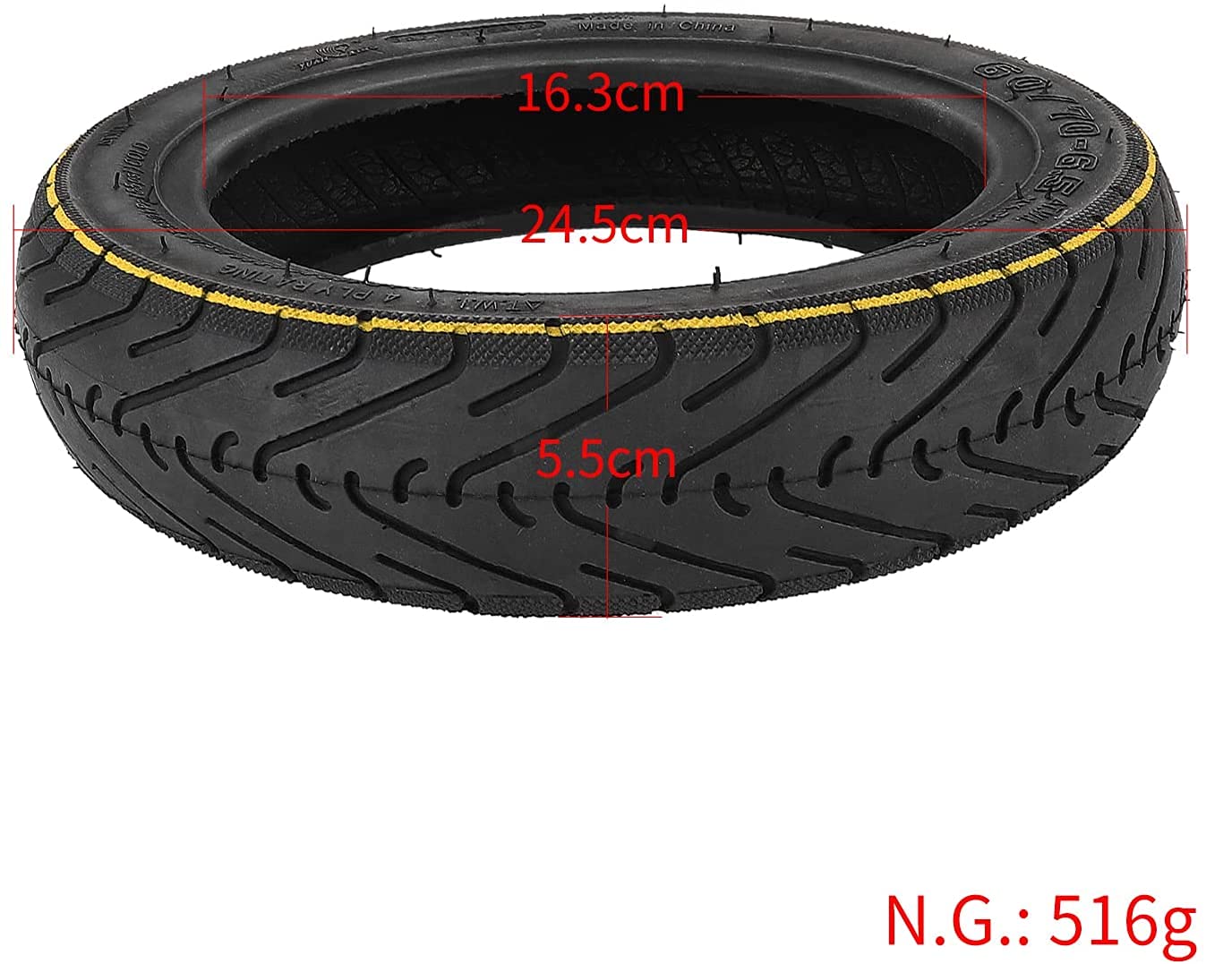 YBang 60/70-6.5 tubeless tire with valve for Segway Ninebot Max G30 / G30E / G30LP electric scooter solid rubber tires 10-inch anti-slip explosion-proof tires (2 Pcs)