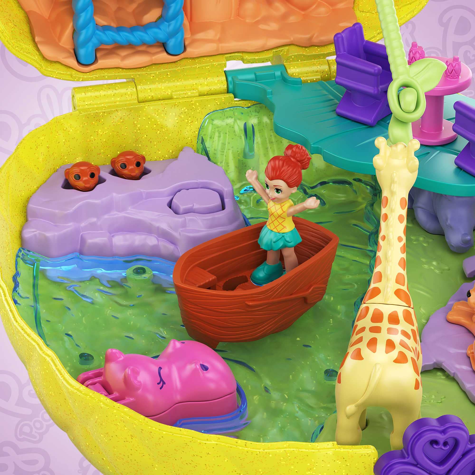 Polly Pocket Dolls & Accessories, 2-in-1 Travel Toy, Pineapple Purse Playset with Micro Polly & Lila Dolls