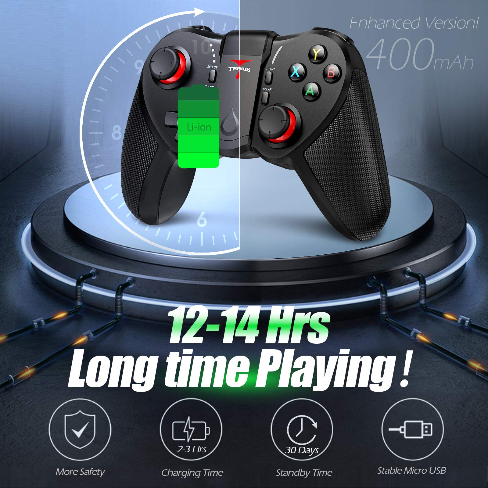 TERIOS Mobile Game Controller for Android β PC Controller β Gaming Remote for Smartphones/PS3/Windows β Instant Play and Turbo Function β Responsive Action Buttons