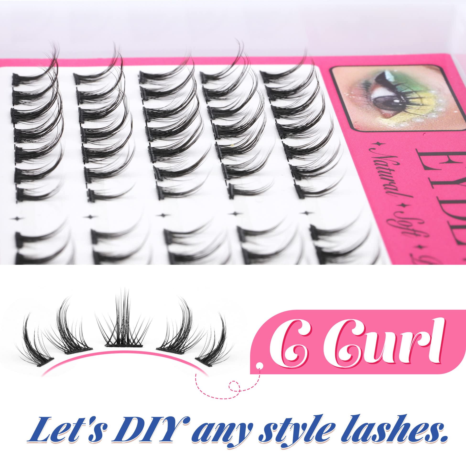 Individual Manga Lashes Natural Look False Eyelashes Anime Cosplay Mink Eye Cluster Spiky Lashes Wispy Fake Eyelashes by EYDEVRO (70 Clusters)