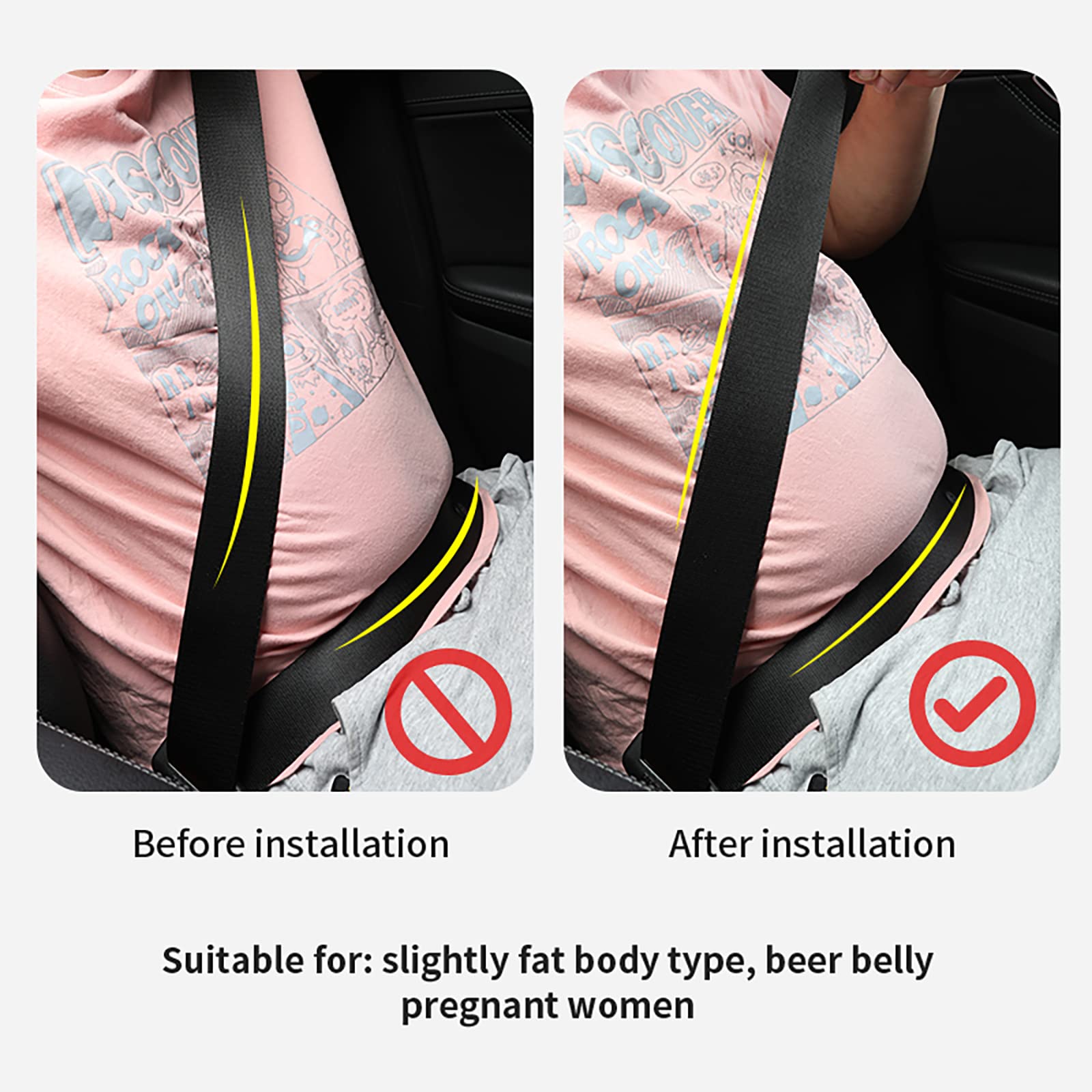 YCDCP Car Seat Belt Adjuster, Universal Seatbelt Adjuster, 2 Pack Car Seat Belt Clip Shoulder Neck Protector Strap Positioner Locking Clip for Adults Kids Pregnant Women (Black)