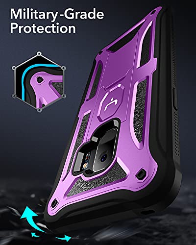 YOUMAKER Designed for Galaxy S9 Case (NOT Plus), Slim Fit Heavy Duty Rugged Protective Case with Kickstand for Samsung Galaxy S9 5.8 inch - Purple