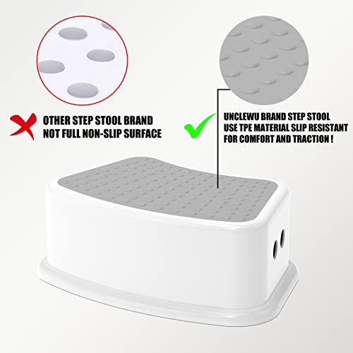 UNCLE WU (2 Pack) Kids Step Stool - Toddler Step Up Stool for Kitchen - Bathroom Safety Bottom as Toilet Stool - Slip-Resistant Surface1 Step Stool for Kids/Adult (Pink White)