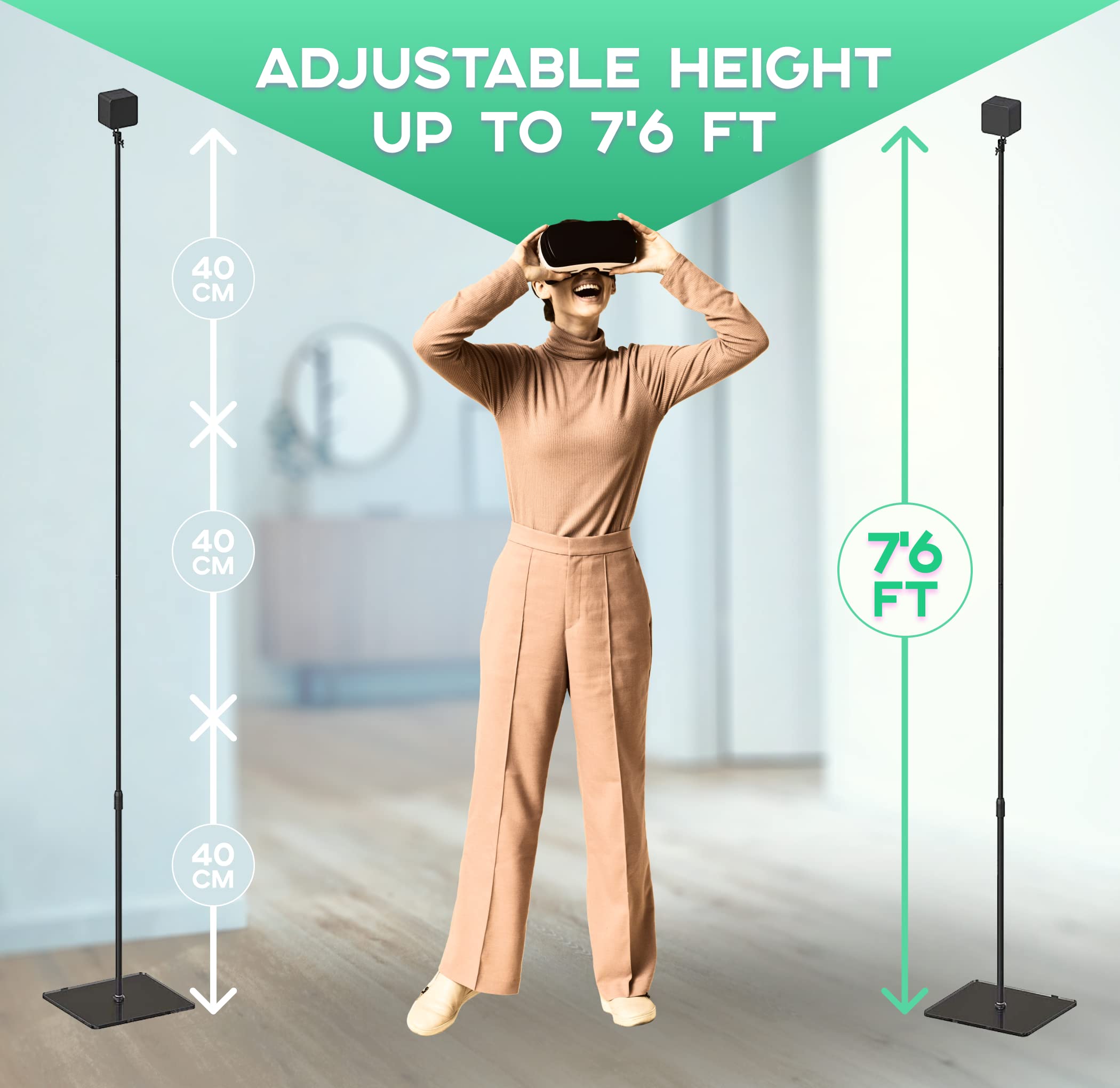 Skywin VR Stand Compatible with HTC Vive & Index Base Station - Tempered Glass HTC Vive Stand for Vive and Rift Constellation Sensors