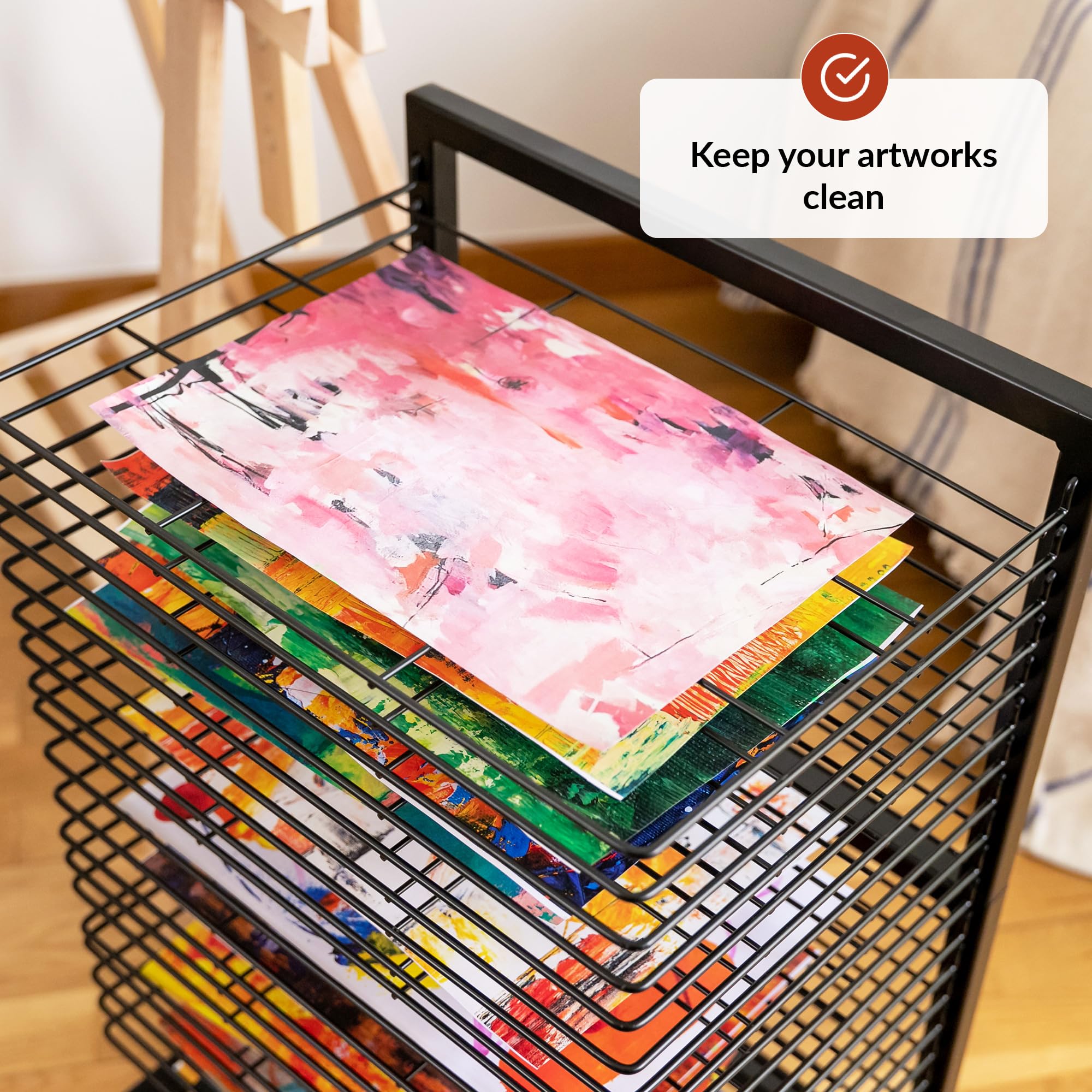 ODOXIA Art Drying Rack for Classroom | Functional & Mobile Paint Drying Rack | 19 Removable Shelves | Canvas Rack Art Storage | Painting Drying Rack with Wheels | Stack Rack for Painting, and More