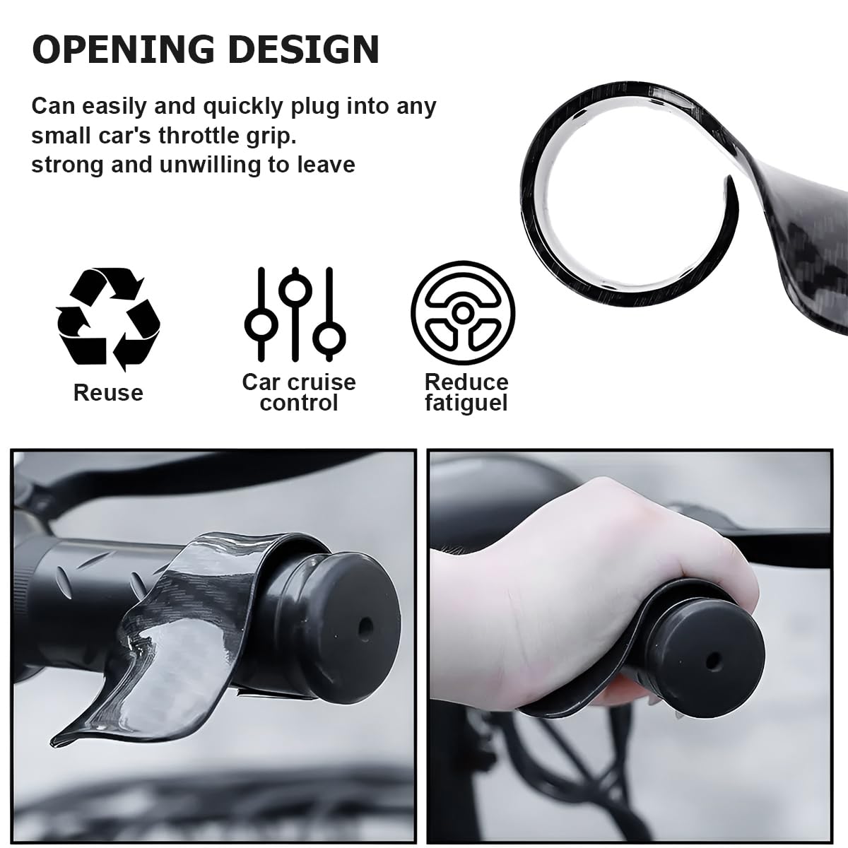 zipelo Motorcyle Cruise Control, 2pcs Throttle Mounted Motorcycle Cruise Assist, HandRest Wrist Hand Control Grips, ABS Motorcycle Throttle Grip Accelerator Assistant for Handlebar