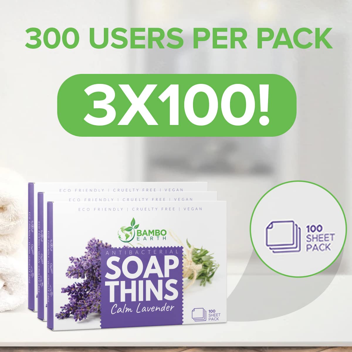 BAMBOEARTH Antibacterial Paper Soap Sheets Strips For Hand Washing - 3 Packs Portable Disinfecting Pocket Travel Soap Sheet Dissolvable & Disposable Camping Mini Size Dry SoapSheets For laundry Hands (Variety Pack Of 3)