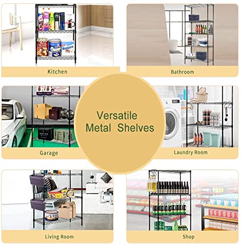 wenyuyu 5 Tier Storage Shelf Rack Black Metal Heavy Duty Wire Shelving Unit Organizer Shelves for Pantry Garage Closet Kitchen Laundry Bathroom