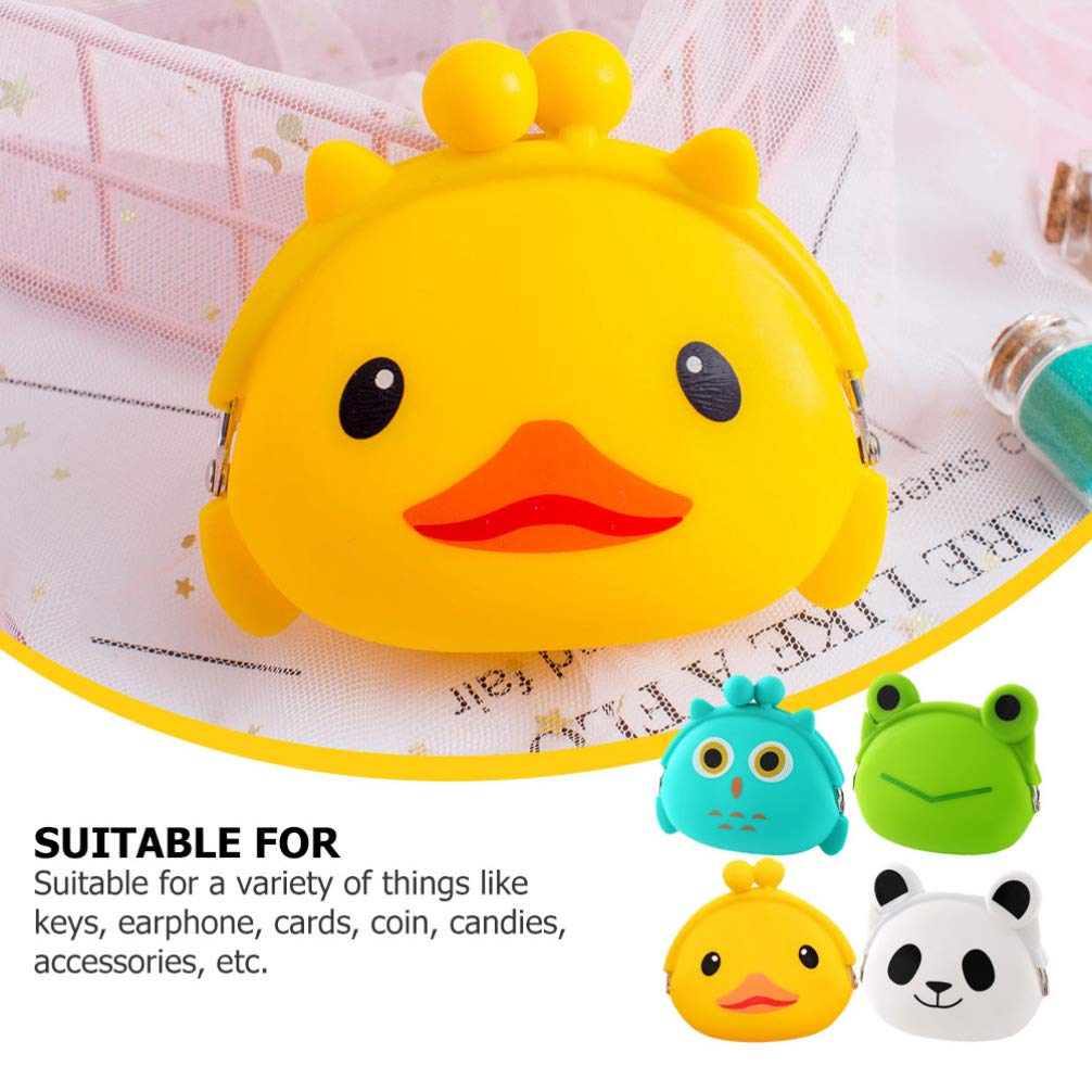 Mini Cute Silicone Coin Bag: Kids Cartoon Animal Change Pouch Small Silicone Purse for Children Toddlers Coin Change Earphone Container 4pcs Random Style