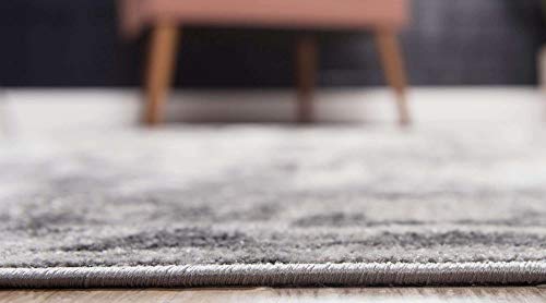 Unique Loom Sofia Collection Area Rug - Larvotto (6' 1" Square, Dark Gray/ Ivory)