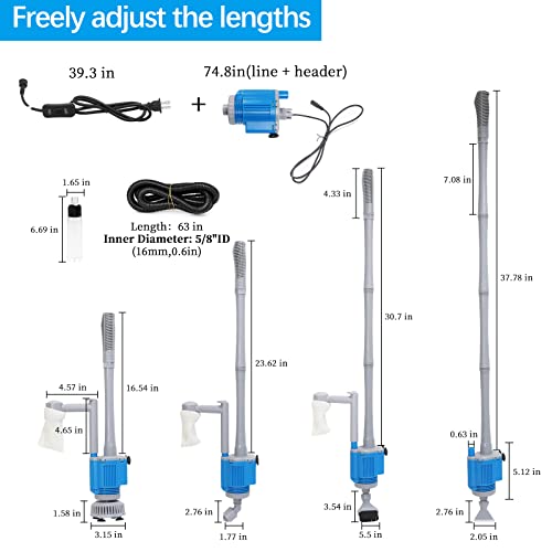 UPETTOOLS Aquarium Gravel Cleaner - Electric Automatic Removable Vacuum Water Changer Sand Algae Cleaner Filter Changer 110V/28W