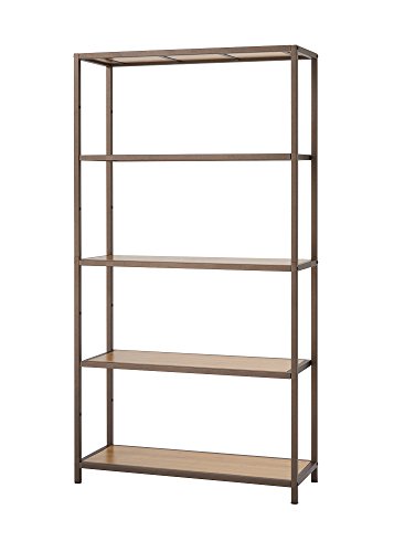 Trinity 5-Tier Bamboo Shelf Tower, Decorative Book Shelf and Display Stand for Living Room, Bedroom Storage, Closet, Home Office, and More, 375 Pound Capacity, 32” by 12” by 60”, Bronze