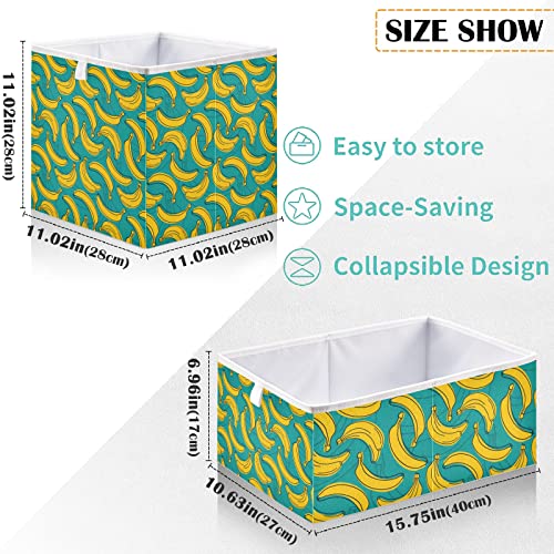 visesunny Closet Baskets Banana Storage Bins Fabric Baskets for Organizing Shelves Foldable Storage Cube Bins for Clothes, Toys, Baby Toiletry, Office Supply