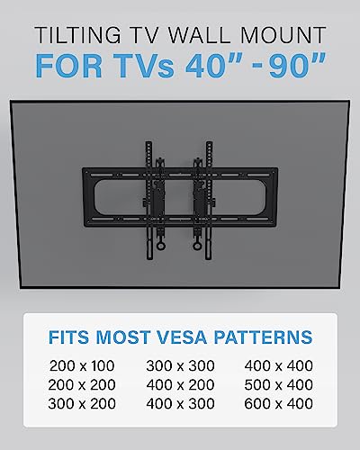 SANUS Advanced Tilt Premium Universal TV Wall Mount for 46β to 90β Flat-Panel TVs - Low Profile, Smooth Extension & Easy to Install - Model VLT6-B1