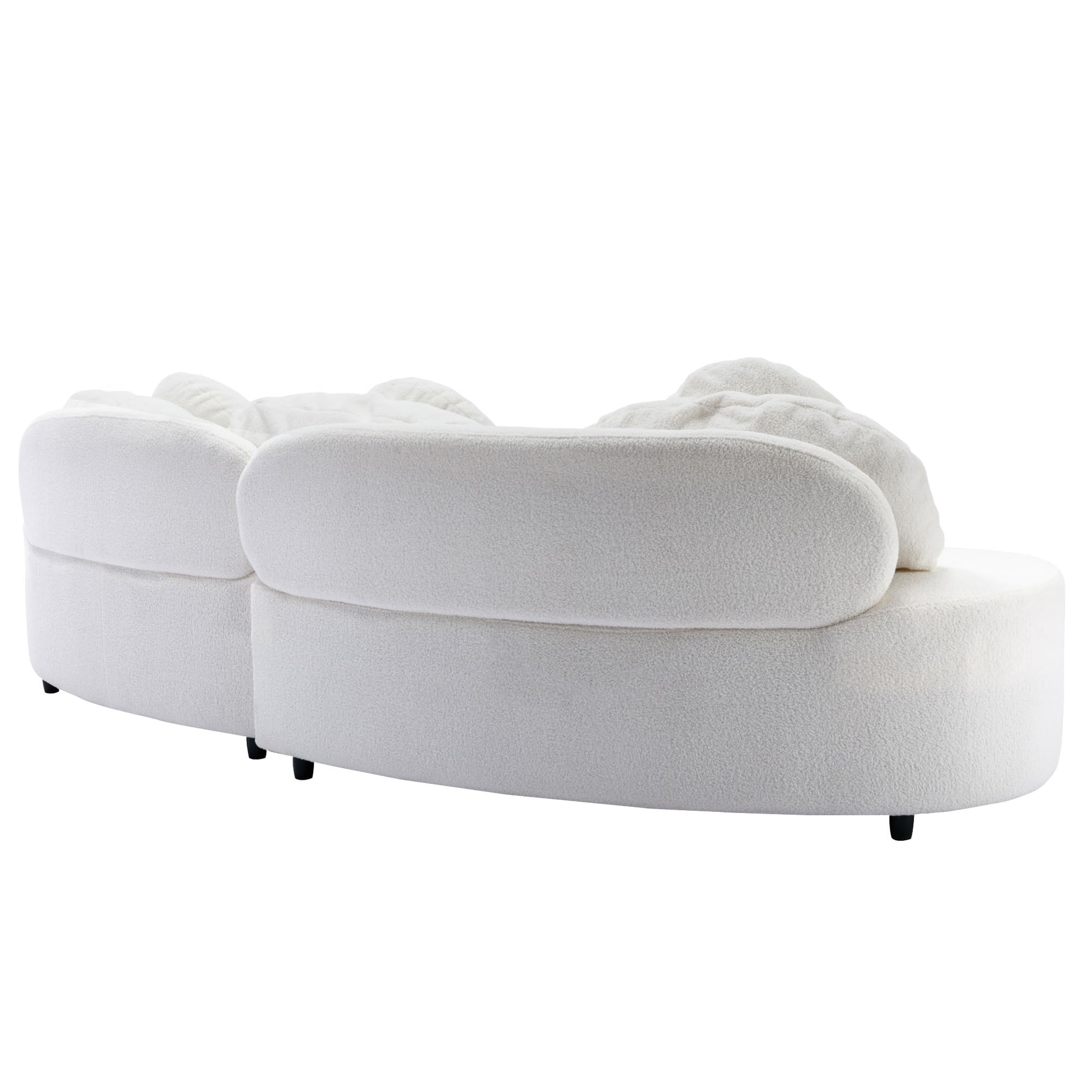 CALABASH Sectional Curved Sofa Couch for Living Room, Modern Lamb Velvet Upholstered Cloud Couch Modular 3 Seater Boucle Sofa for Apartment Bedroom Office, 102.2inch Couch (Beige)