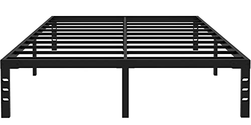Tooyyer 18inch High California King Bed Frame 2500 lbs Steel Slat Support Heavy Duty Mattress Foundation No Box Spring Needed Non-Slip Support and Noise Free Black