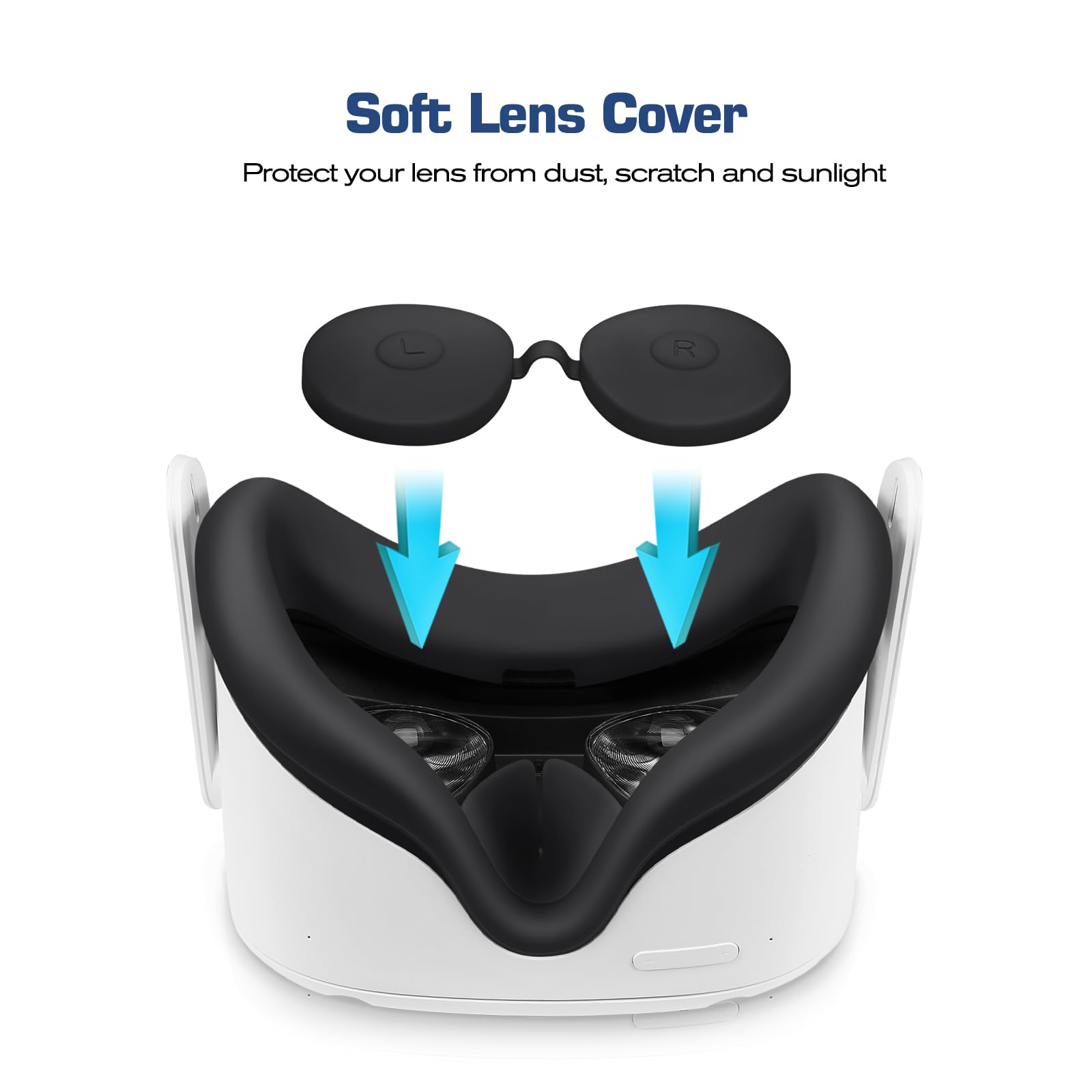 FINPAC Silicone Protective Cover for Quest 2 Gaming VR Accessories Set, Sweatproof Face Cover + Lens Cap + Touch Controller Grip Cover Bundle for Virtual Reality Headset Combo (Black)