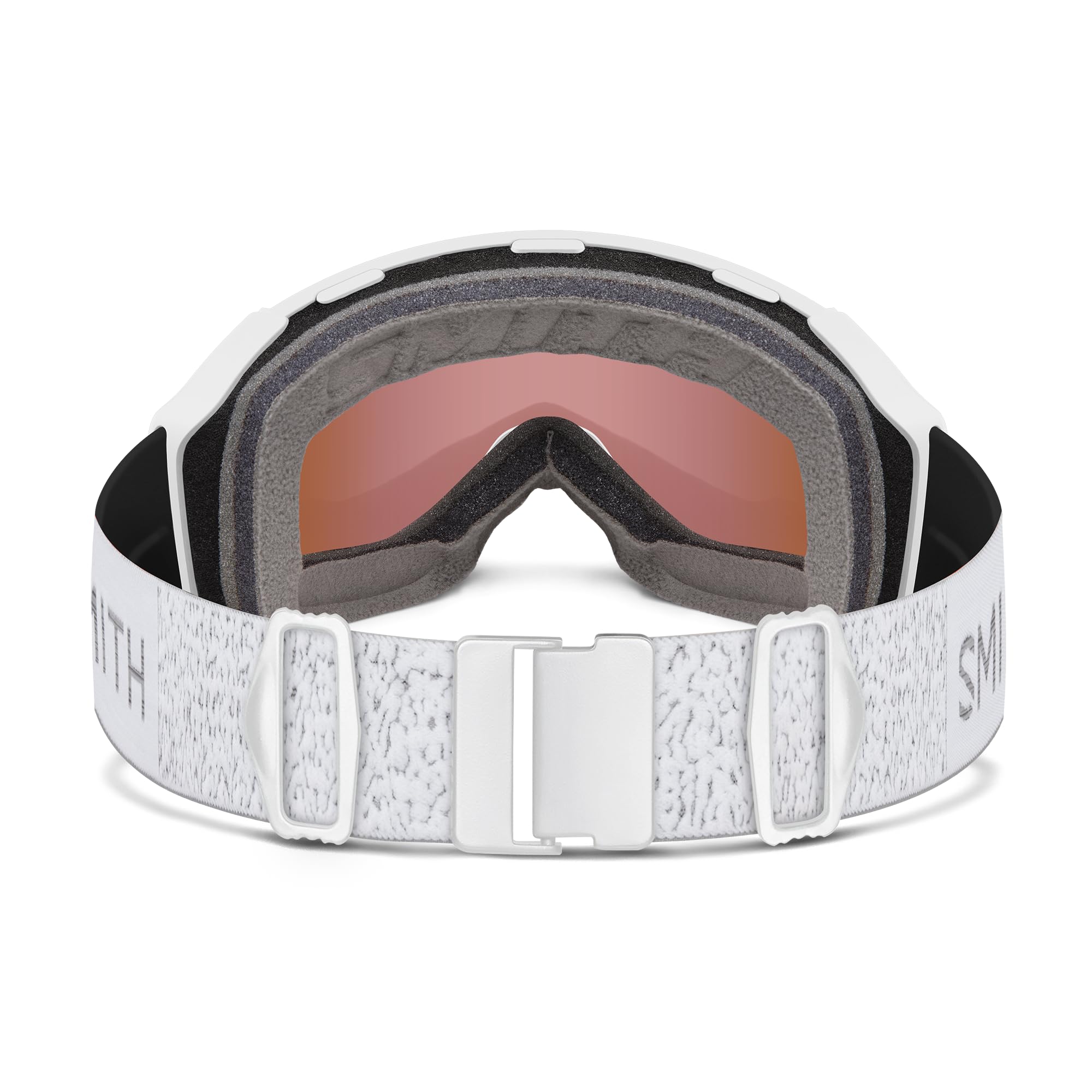 SMITH 4D MAG S Goggles with ChromaPop Lens – Performance Snowsports Goggles with Easy Lens Change Technology for Skiing & Snowboarding – White Chunky Knit + Everyday Rose Gold Mirror Lens
