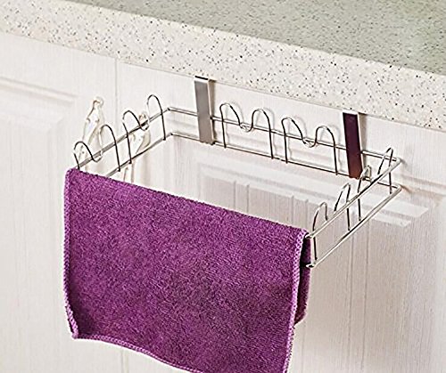 Mural Art Stainless Steel Trash Rack Garbage Bag Holder Door Back Type Multi-functional Kitchen Hook Hang Dishcloth After the Cabinet Door Frame