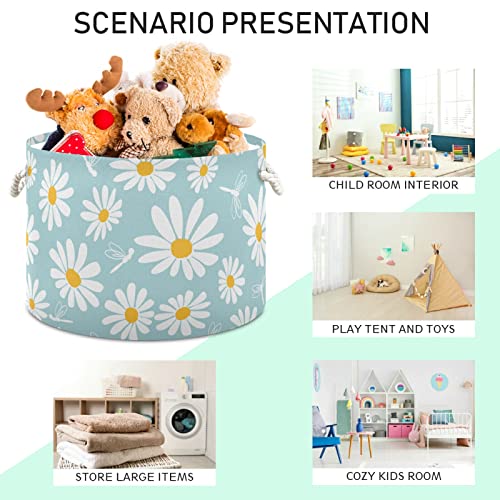 xigua Cotton Rope Basket Small White Daisies Baby Laundry Basket Blanket Kids Toy Storage Basket Glove Box