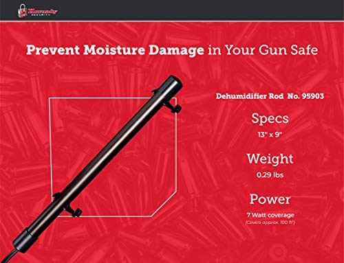 Hornady Gun Safe Dehumidifier Rod 12 Inch, Black, 95903 - Maintenance-Free Plug-In Electric Dehumidifier Eliminates Moisture for Gun Safes & Cabinets to Help Prevent Rust & Corrosion in Your Gun Vault