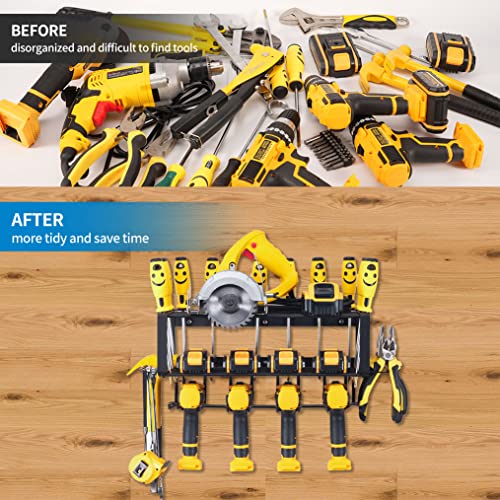 PLOSIF Power Tool Organizer, Ultra Heavy Duty Wall Mount Drill Holder 4 Layers Floating Shelves, Garage Shelving on Pegboard, Garage Organization and Storage Rack for Dad