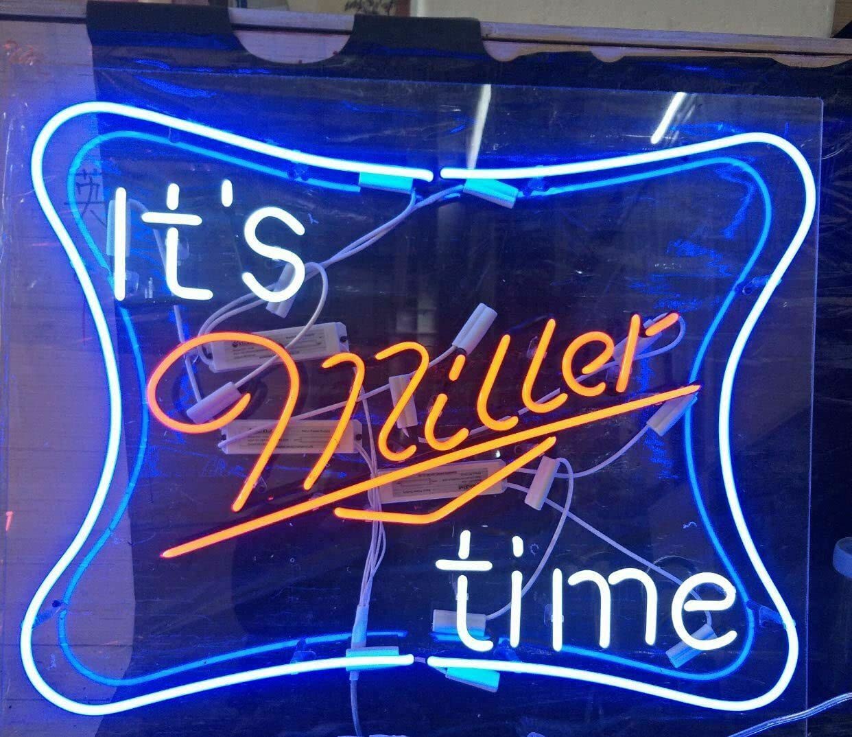 Queen Sense 20" It's Miller Time Neon Sign Acrylic Beer Pub Bar Handmade Wall Decor Neon Light A120IMTA