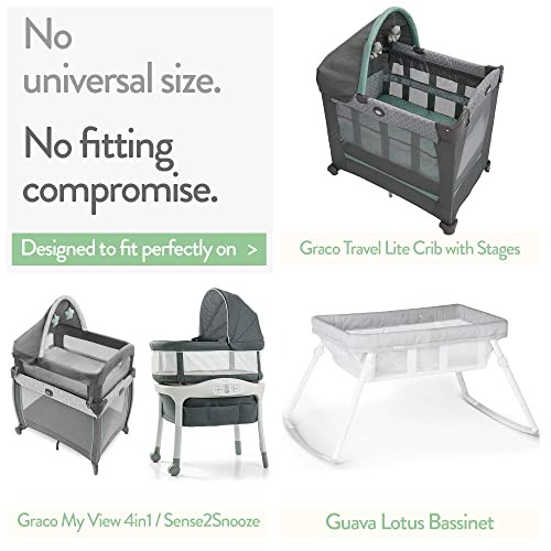 Travel Lite Crib Sheets Compatible with Graco Travel Lite Crib with Stages – Fits Perfectly on 20” x 30” Mattress Without Bunching Up – Snuggly Soft Jersey Cotton – Grey Sheep, Stripe – 2 Pack